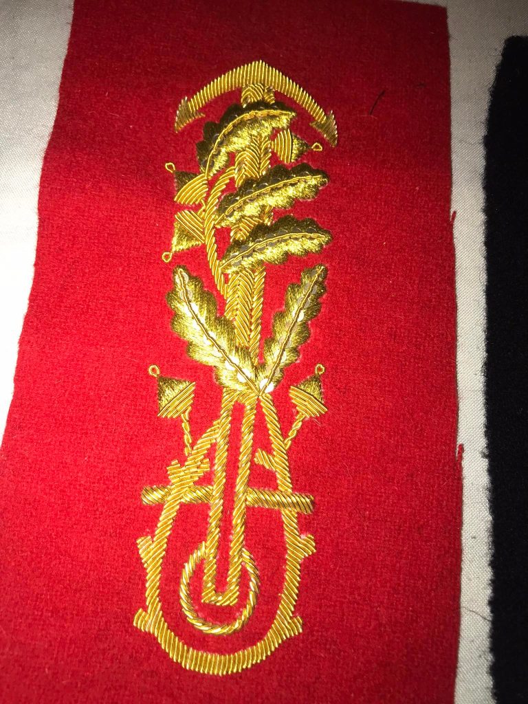 Frigate captain Hand Embroiderd cuff devices and pocket flap devices