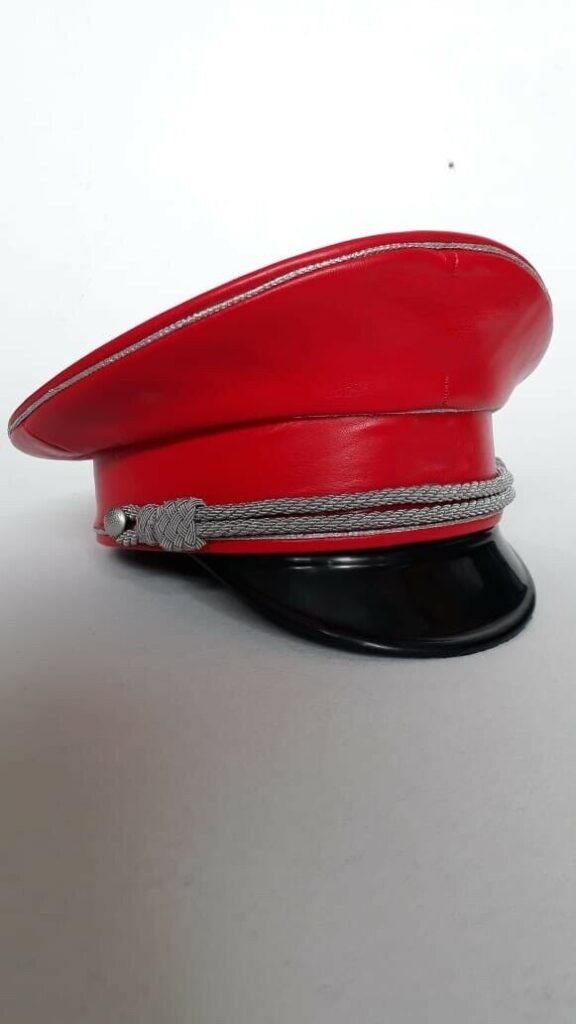 WW2 German SS M32 tricot officers cap visor in leather - RED