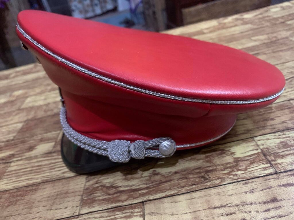 WW2 German SS M32 tricot officers cap visor in leather - RED