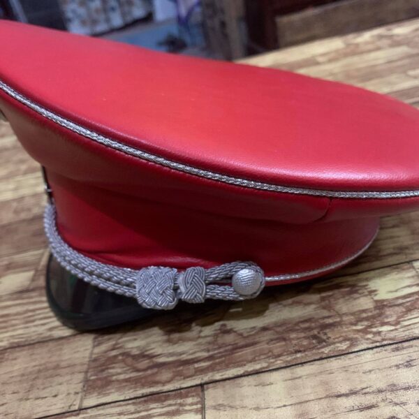 WW2 German SS M32 tricot officers cap visor in leather - RED