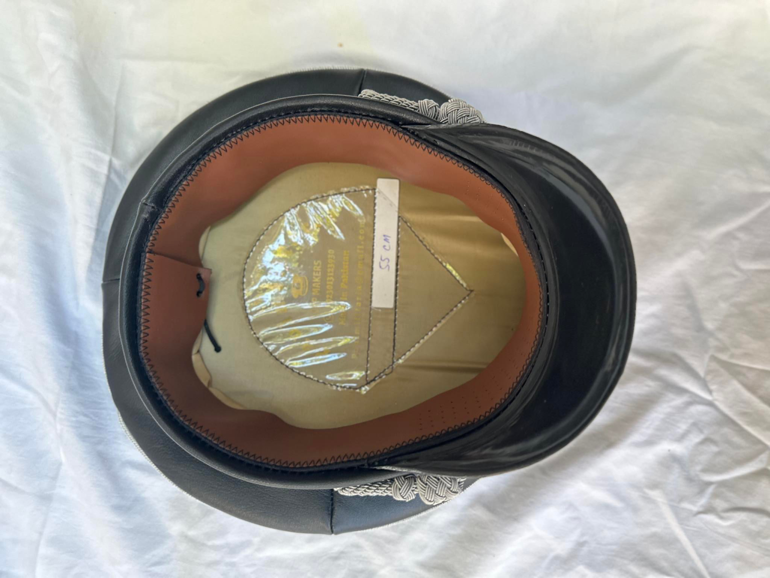 WW2 German SS M32 tricot officers cap visor in Leather – Black