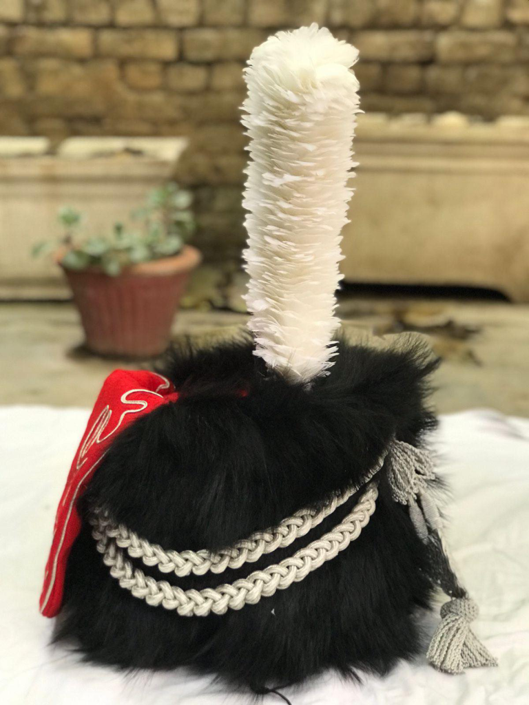 French Napoleonic Hussars Colback silver Lined Flap